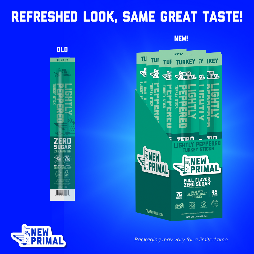 Lightly Peppered Turkey Meat Sticks, All-Natural Turkey, Zero Sugar (2 ...