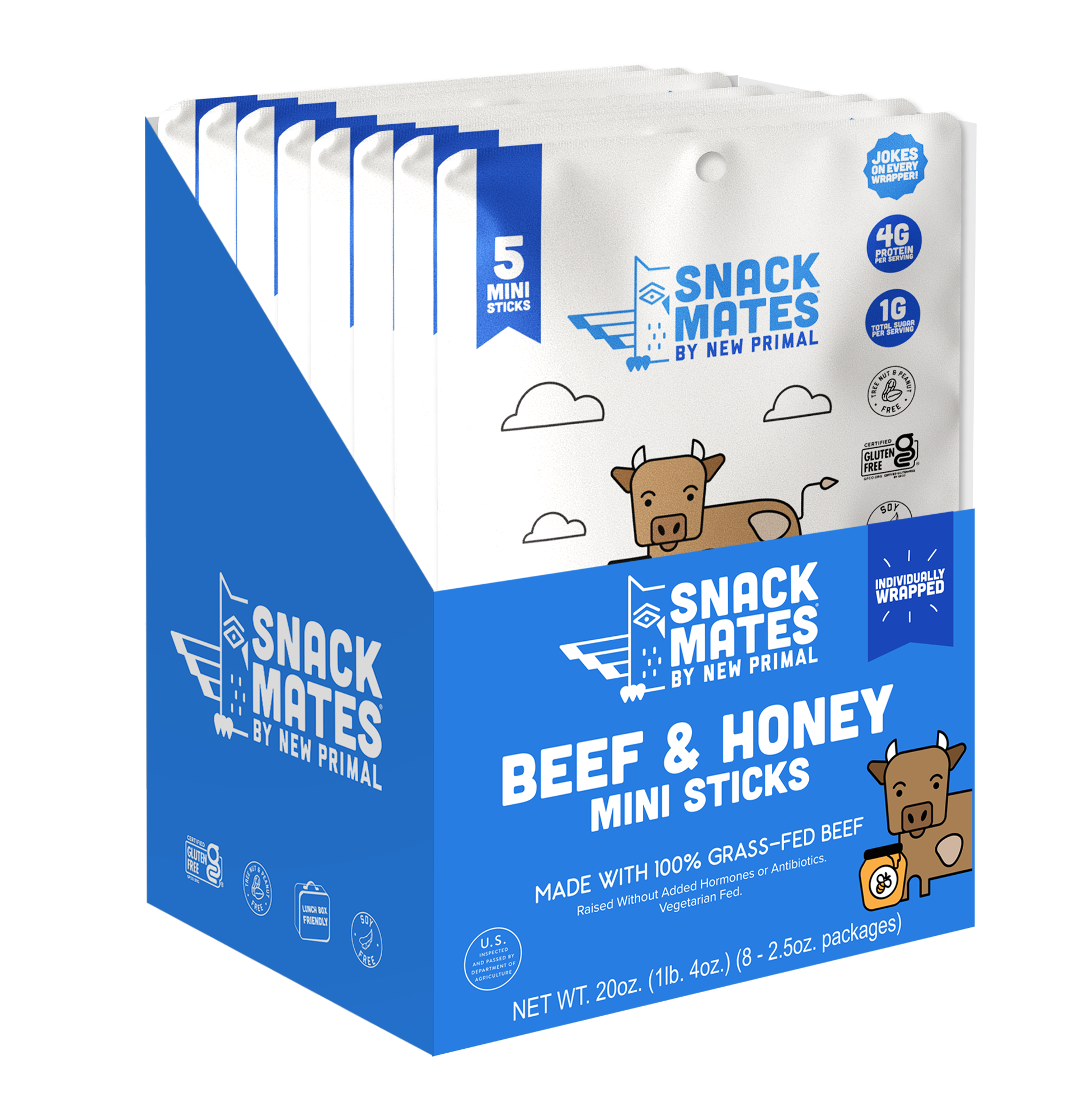 Snack Mates Beef & Honey Mini Meat Sticks, (8 Bags , 40 Mini-Sticks ...