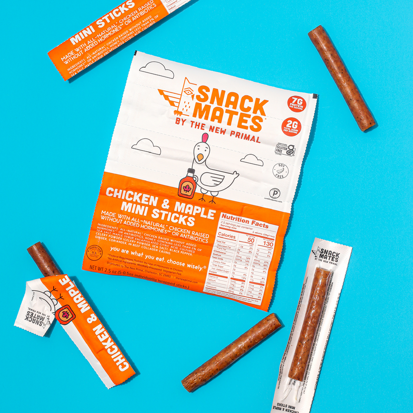Snack Mates Chicken & Maple Mini Meat Sticks, All-Natural Chicken (8 P ...